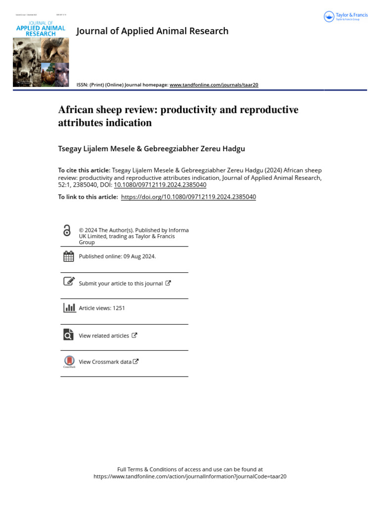 African Sheep Productivity Review | PDF | Sheep | Meat