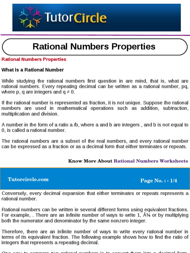 Rational Numbers Properties | Download Free PDF | Fraction (Mathematics ...