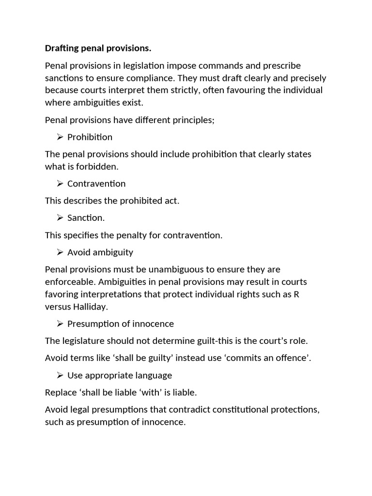 Drafting Effective Penal Provisions | PDF