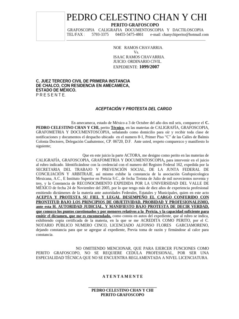 Aceptacion de Cargo Perito | PDF | México