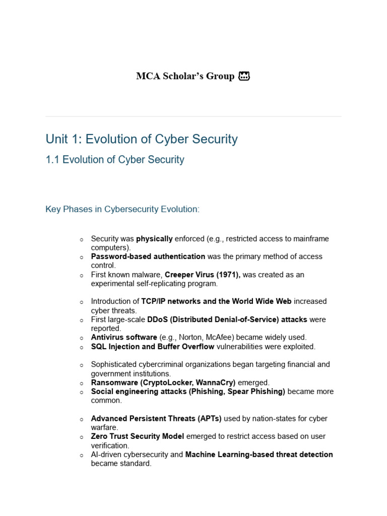 Quick Notes of Essential of Cyber Security Subject by MCA Scholar's ...