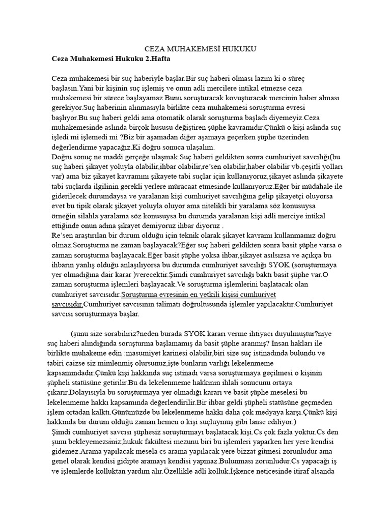 Ceza Muhakemesi̇ Hukuku Tamami (1) | PDF