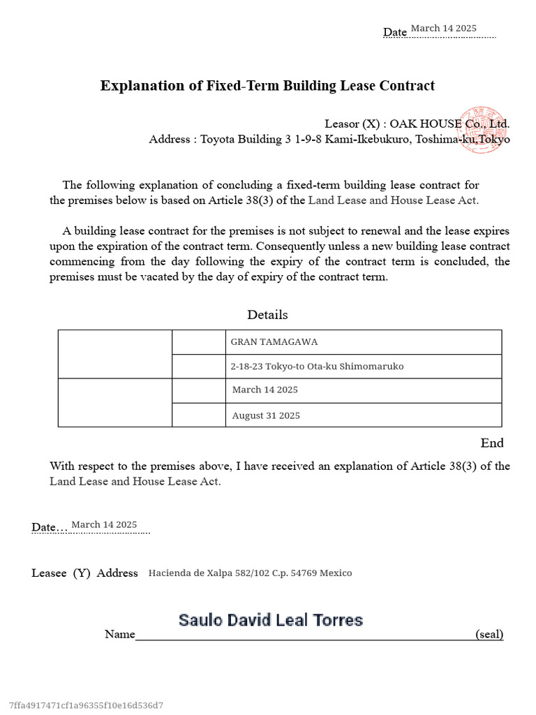 Fixed-Term Building Lease Explanation | PDF