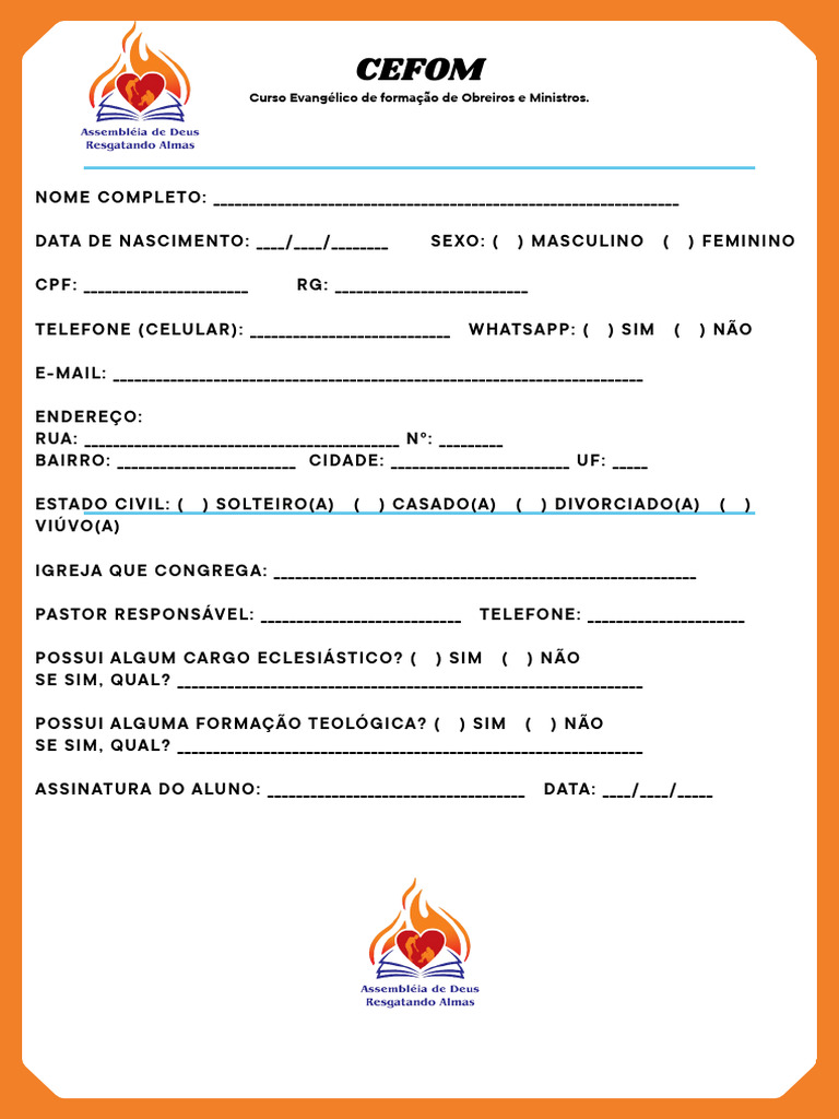 Ficha de Inscrição Cefom | PDF