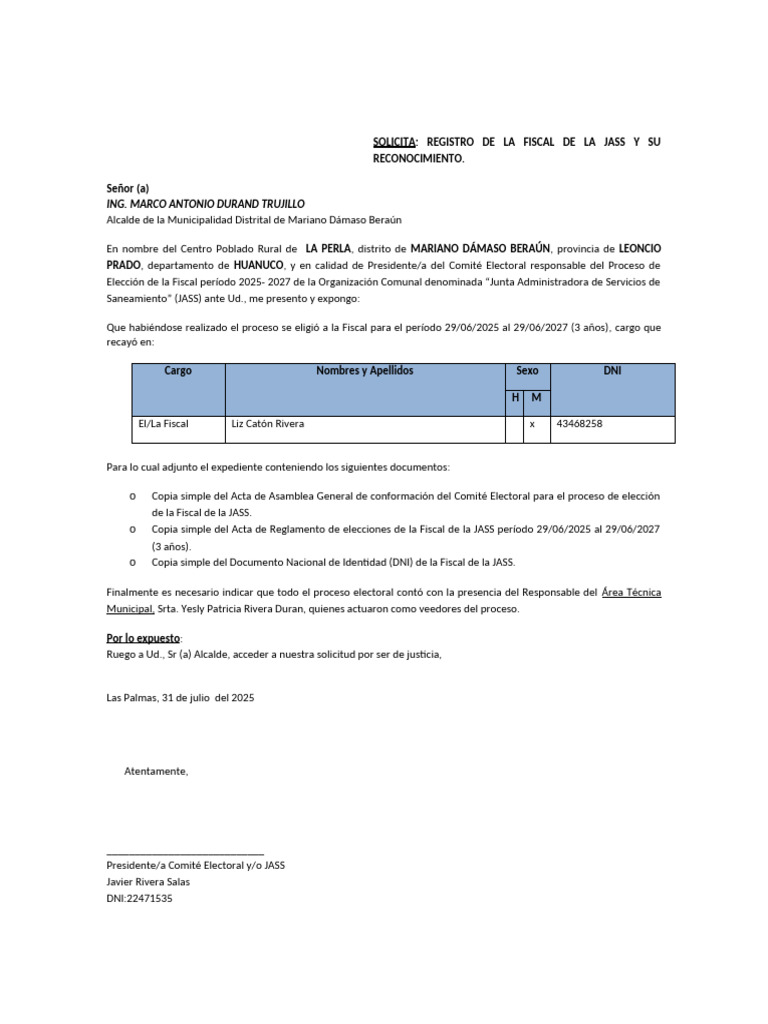 Anexo 06 Modelo Solicitud de Reconocimiento OC y CD | PDF