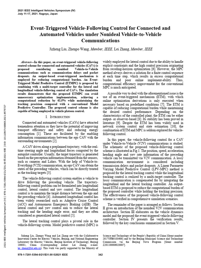 Event-Triggered Vehicle-Following Control For Connected and Automated ...