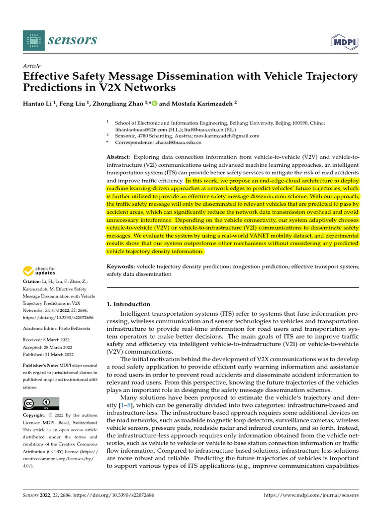 Effective Safety Message Dissemination With Vehicle Trajectory ...