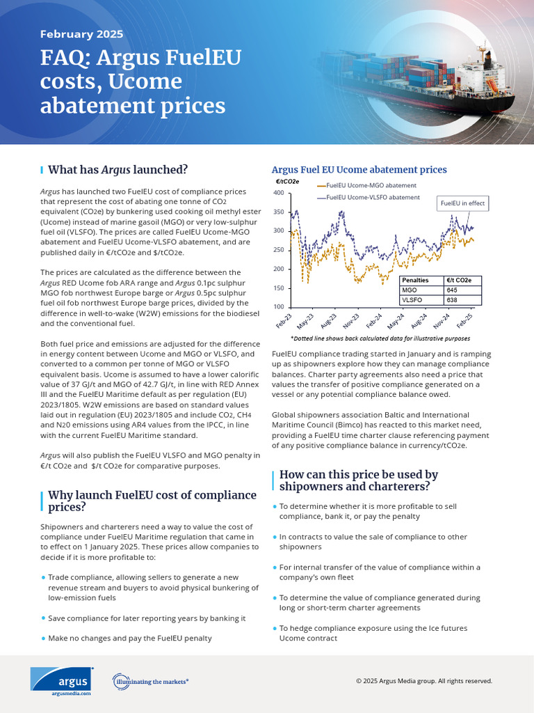FAQ Argus FuelEU Costs and Ucome | PDF | Biodiesel | Futures Contract