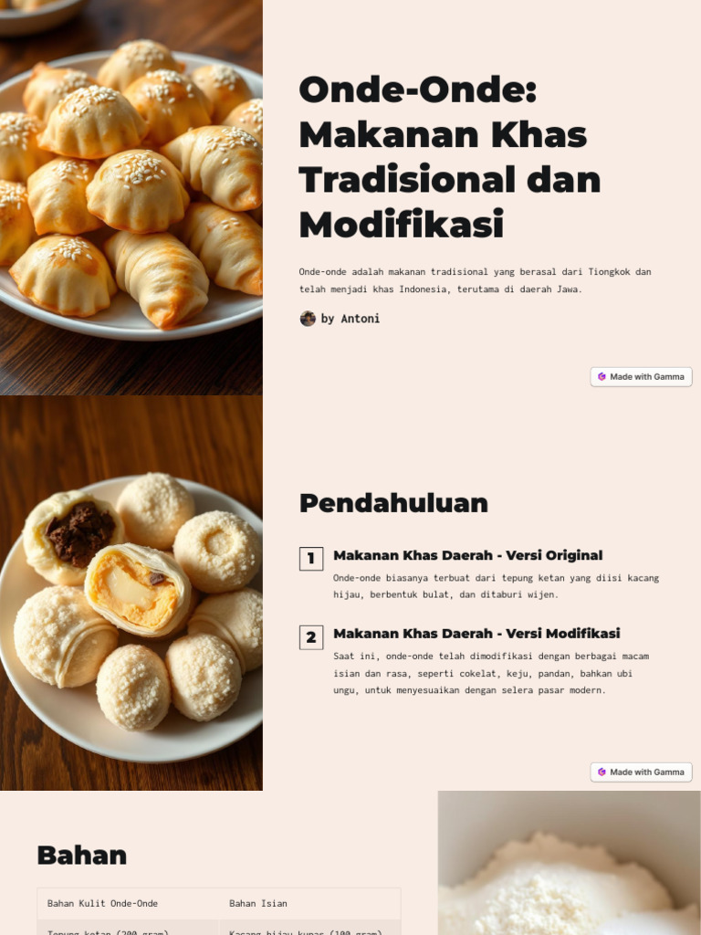 Onde-Onde: Makanan Tradisional dan Modifikasi | PDF