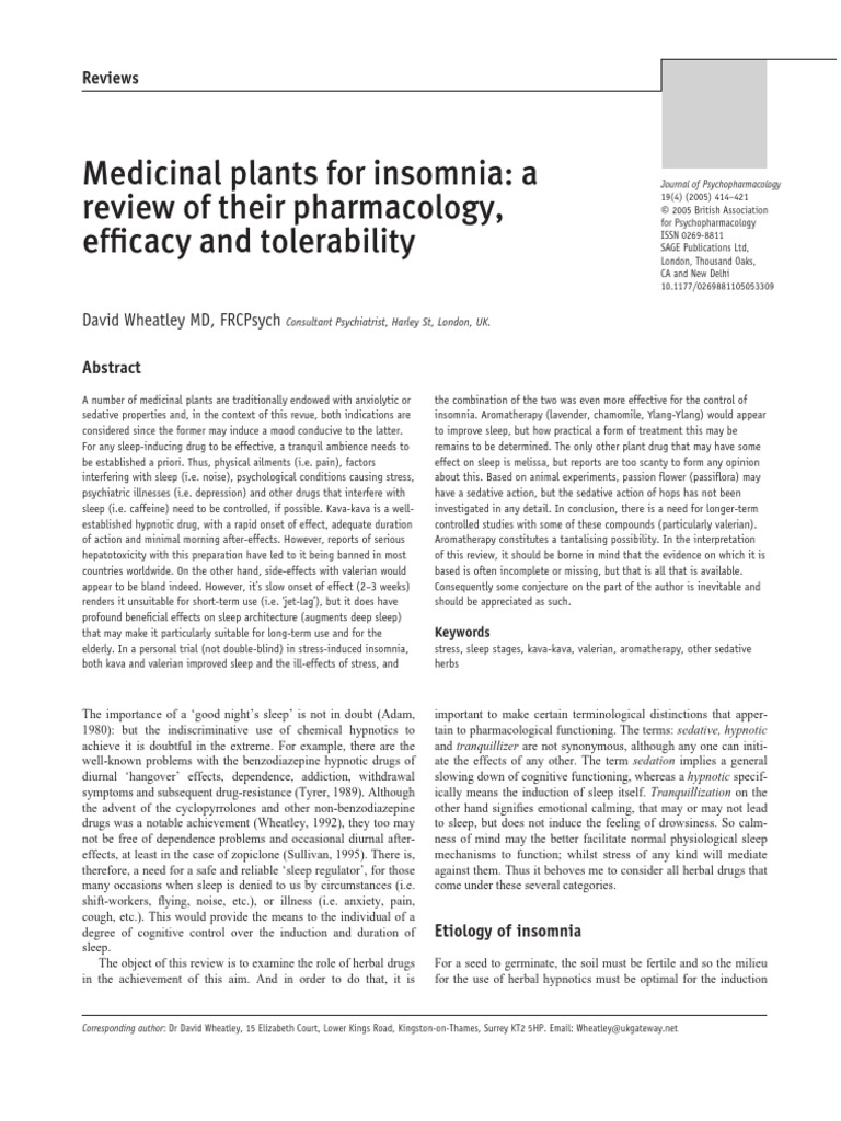 Herbal Remedies for Insomnia Review | PDF | Insomnia | Sleep