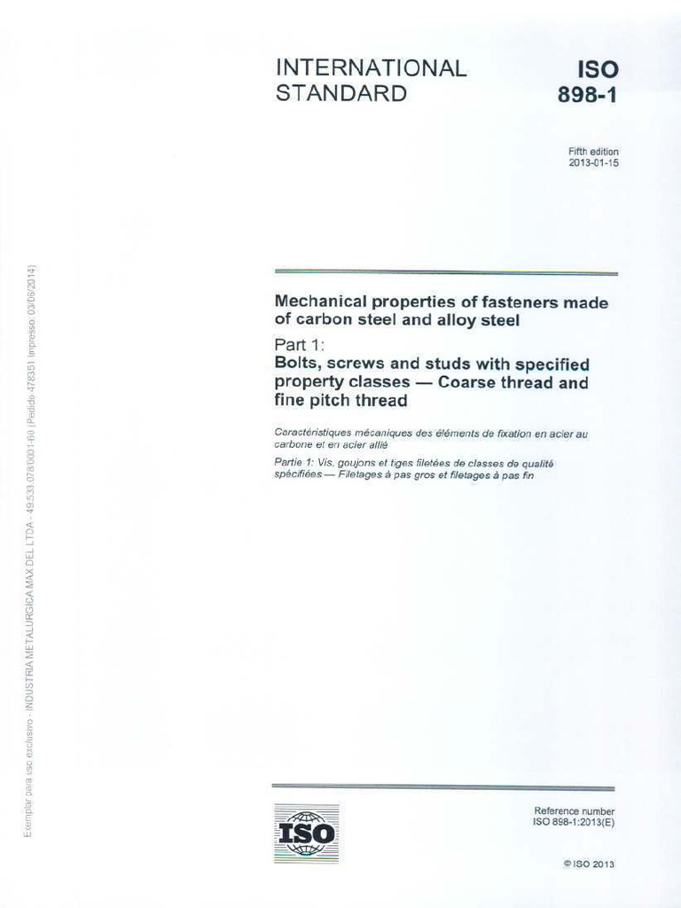ISO 898 Versão 2013 Part 1 | PDF