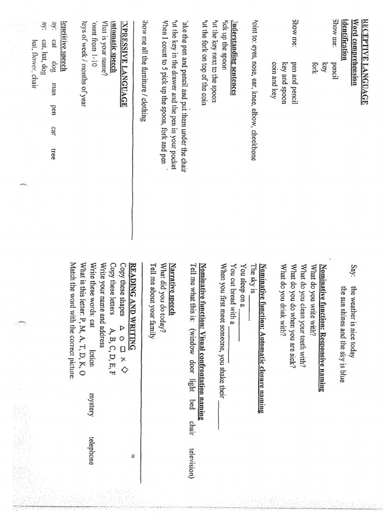 Aphasia Bedside Informal Screening | PDF