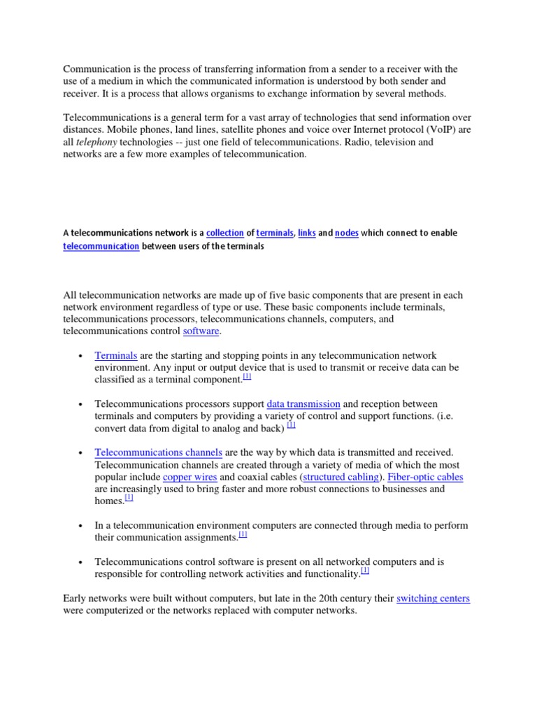 A Telecommunications Network Is A Collection of Terminals | PDF ...