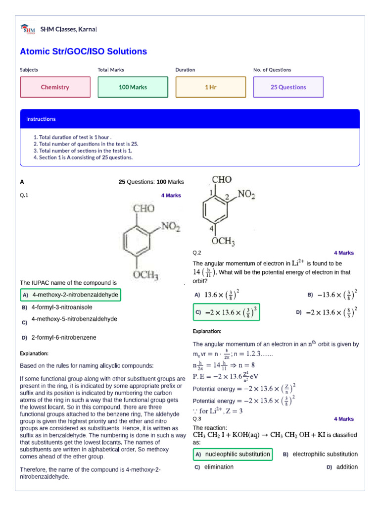 Atomic STR and GOC and Iso JEE Sol - 061532 | PDF