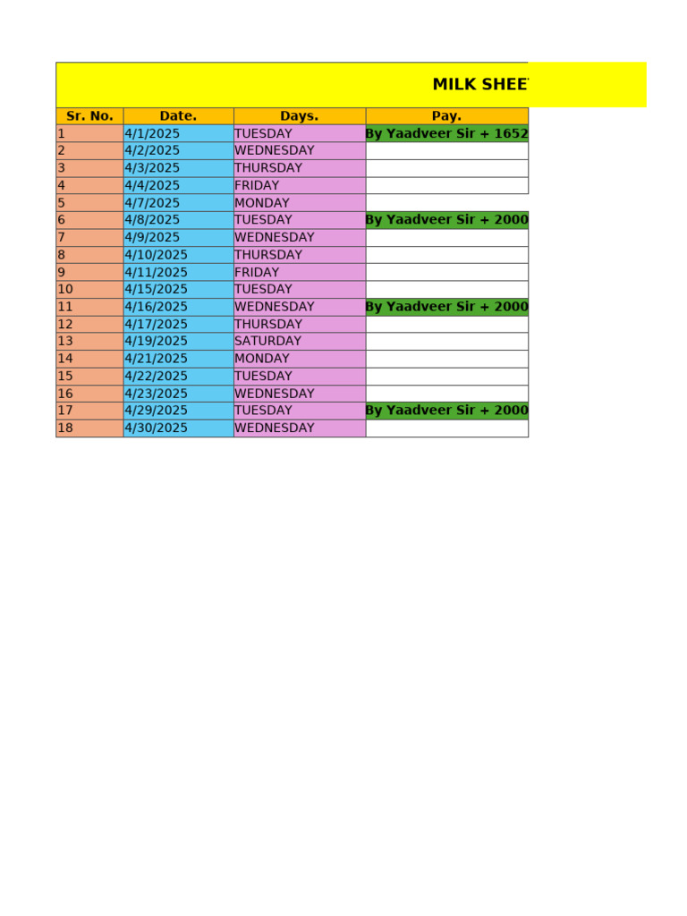 Book (1) Milk Excel Sheet How To Calculate Money On Excel Sheet | PDF