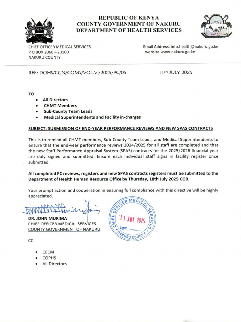 Submission of End Year Performance Reviews and Spas Contracts | PDF