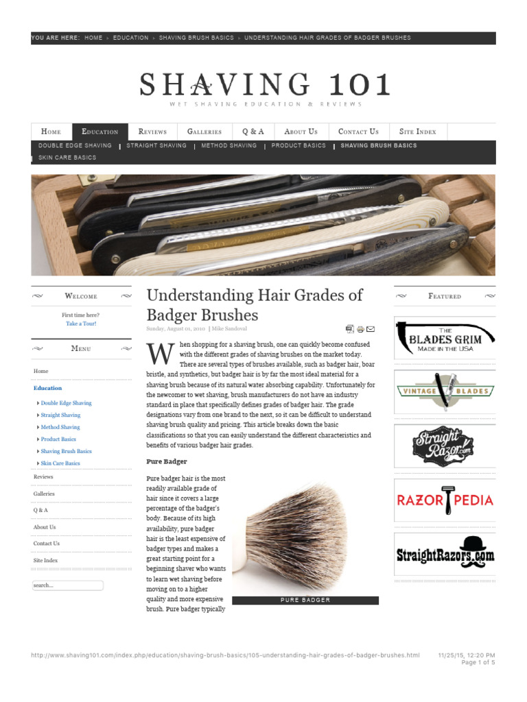 Understanding Hair Grades of Badger | PDF | Shaving | Hair Removal