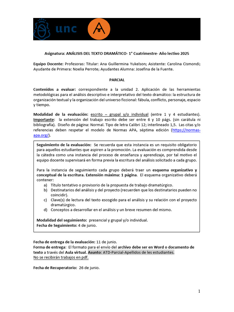Guía ATD 2025: Análisis Dramático | PDF