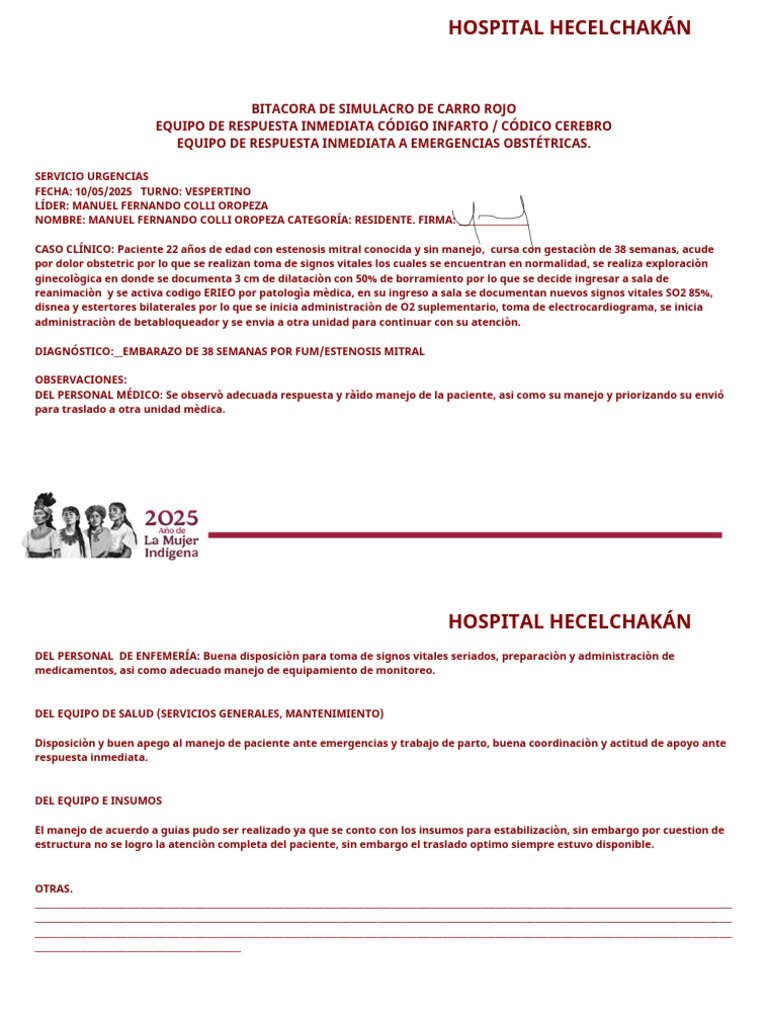 Bitacora de Simulacro | PDF | Enfermedades y trastornos humanos | Ciencias de la Salud