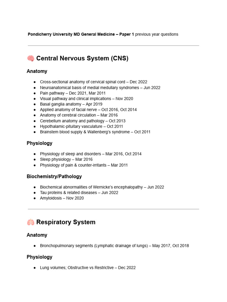 Central Nervous System (CNS) : Anatomy | PDF | Circulatory System | Lung