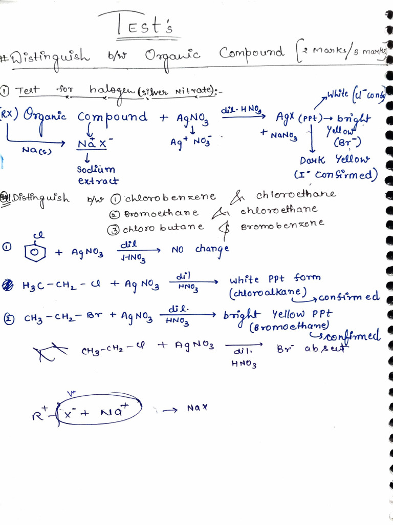 Class 12th Chemistry Distinguish Tests | PDF