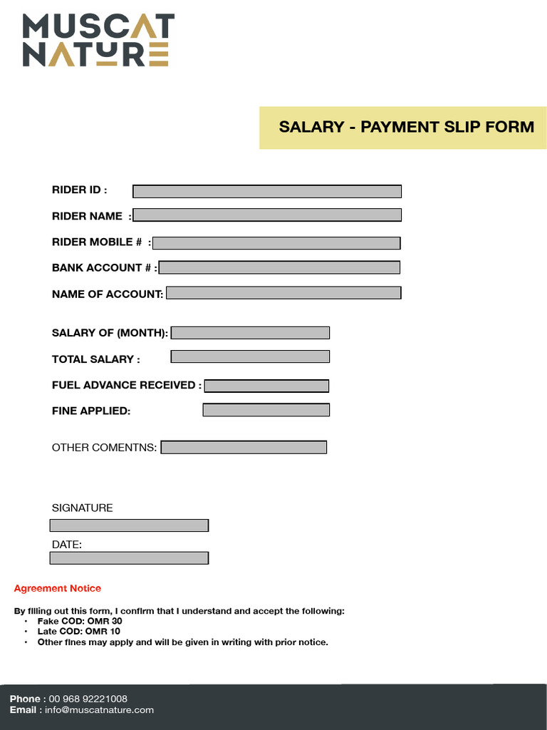 Riders Salary Slip - MN ID 3825975 FORM | PDF