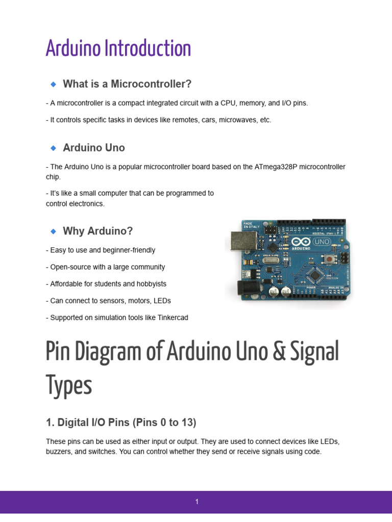Arduino Basics Cheatsheet | PDF | Arduino | Microcontroller