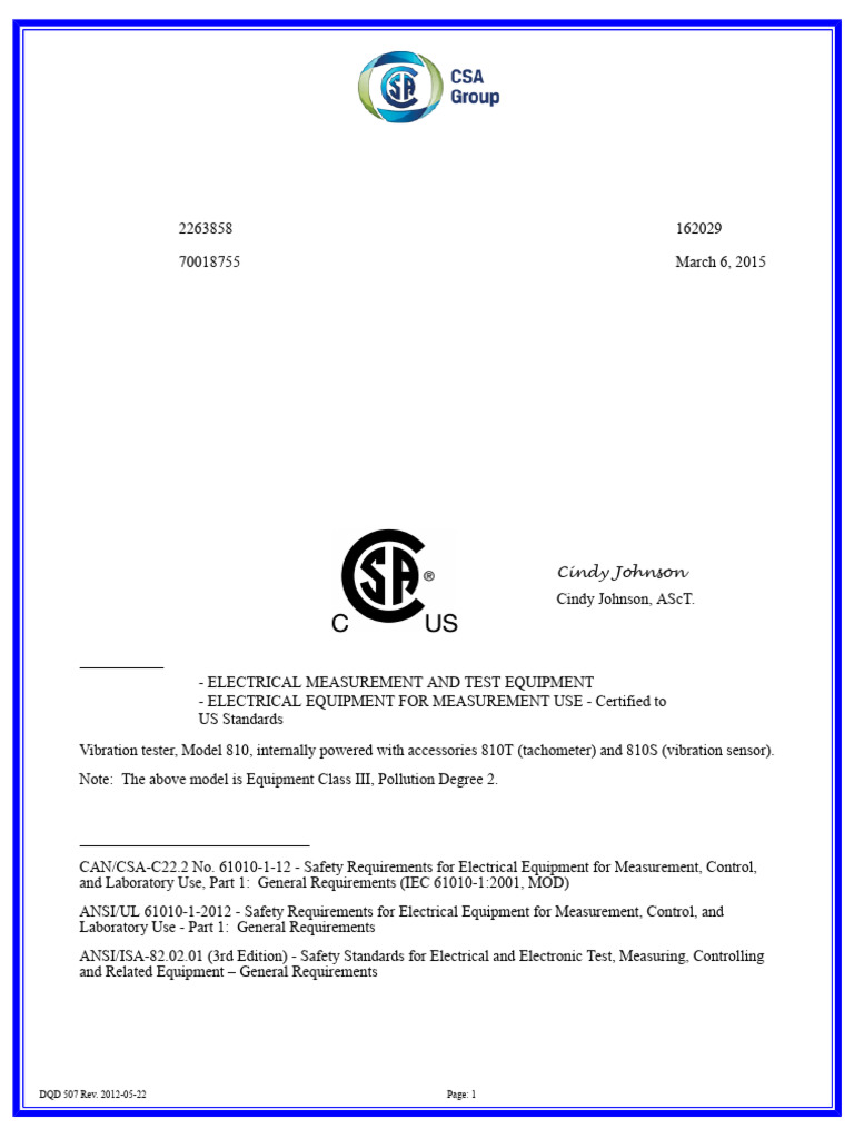 CSA Compliance for Electrical Equipment | PDF | International ...