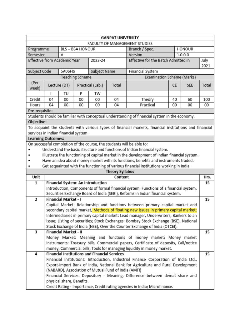 Finacial System Sem 5 | PDF | Money Market | Money