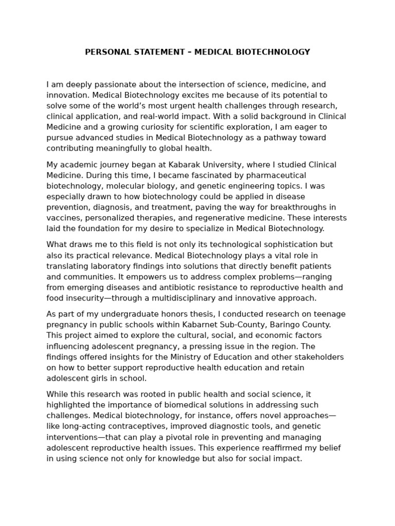 Passion for Medical Biotechnology | PDF | Biotechnology | Medicine