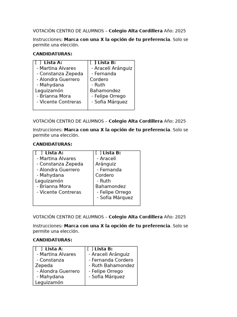 Voto CEAL 2025 | PDF