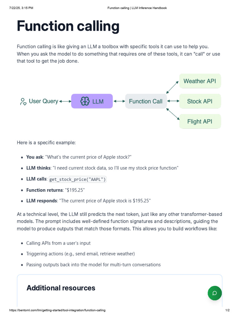 Function Calling - LLM Inference Handbook | PDF