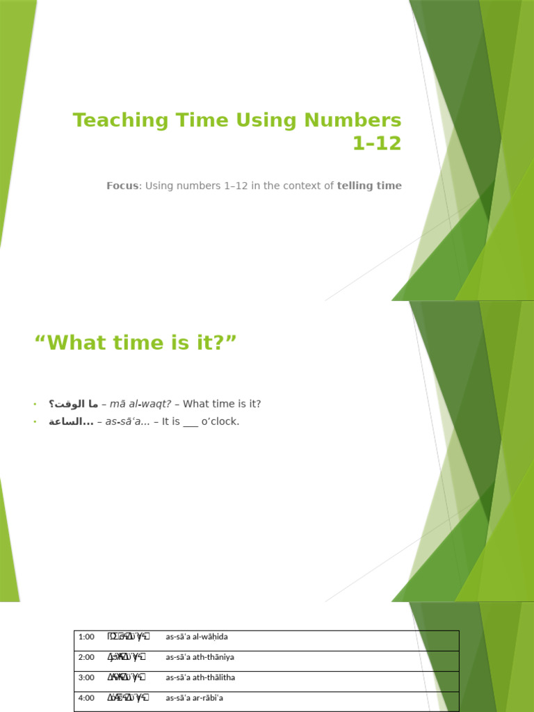 Teaching Time with Numbers 1-12 | PDF