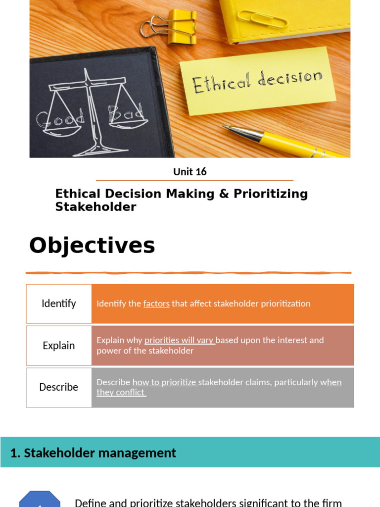 Unit16_Ethical Decision-Making & Prioritizing Stakeholder | PDF