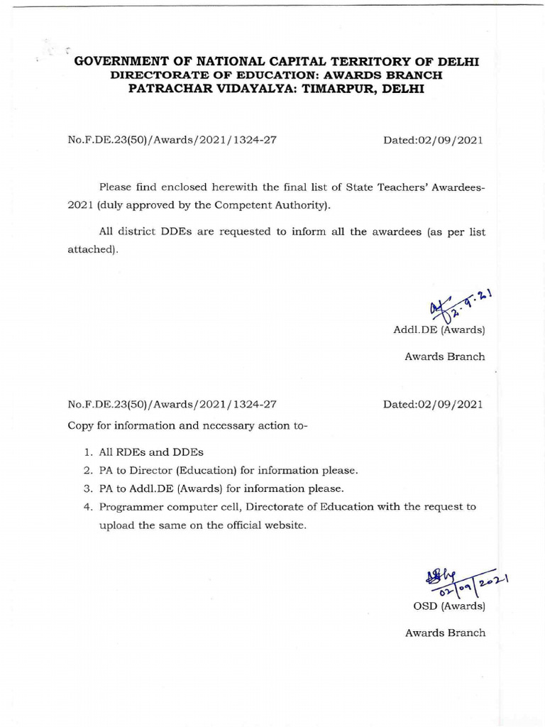New Delhi State Teacher 2021 | PDF