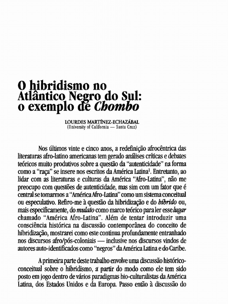 Hibridismo na Literatura Afro-Latina | PDF