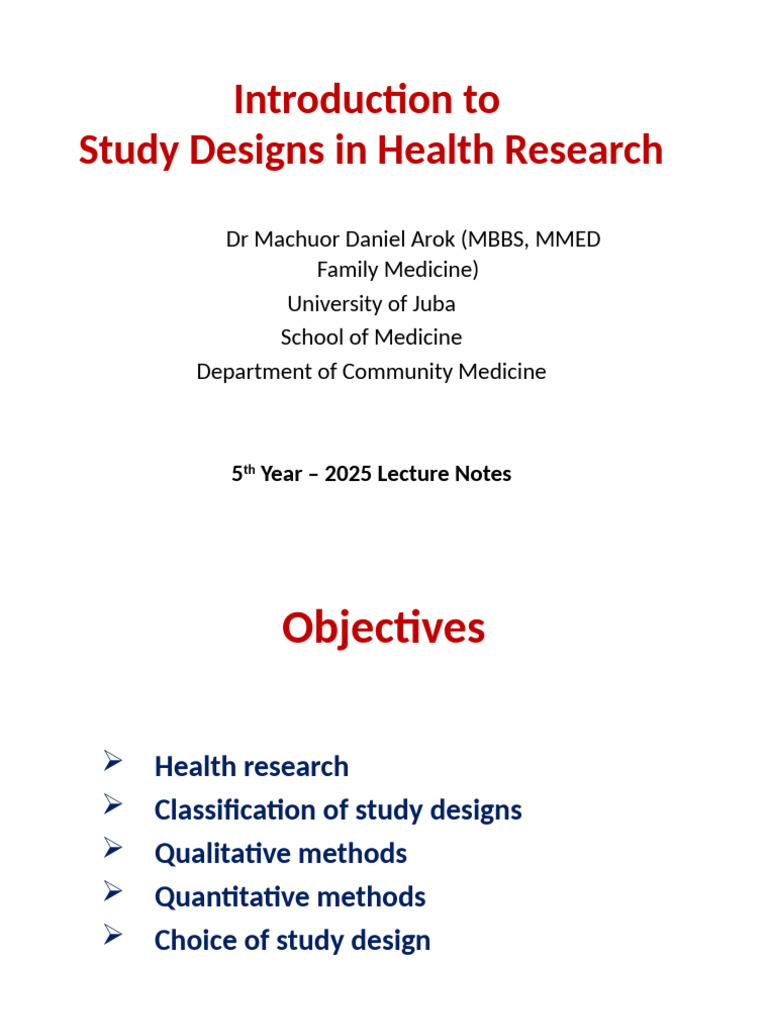 Health Research Study Designs Overview | PDF | Cohort Study | Medicine