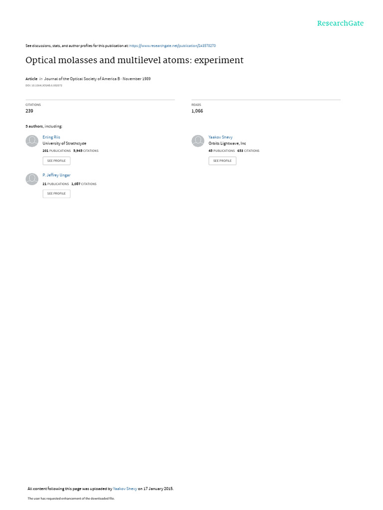 Optical Molasses and Multilevel Atoms Experiment (1) | PDF | Polarization (Waves) | Electrodynamics