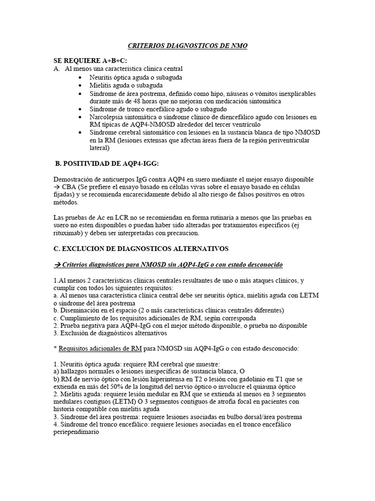 Criterios Nmo y Mog | PDF | Cerebro | Enfermedades y trastornos