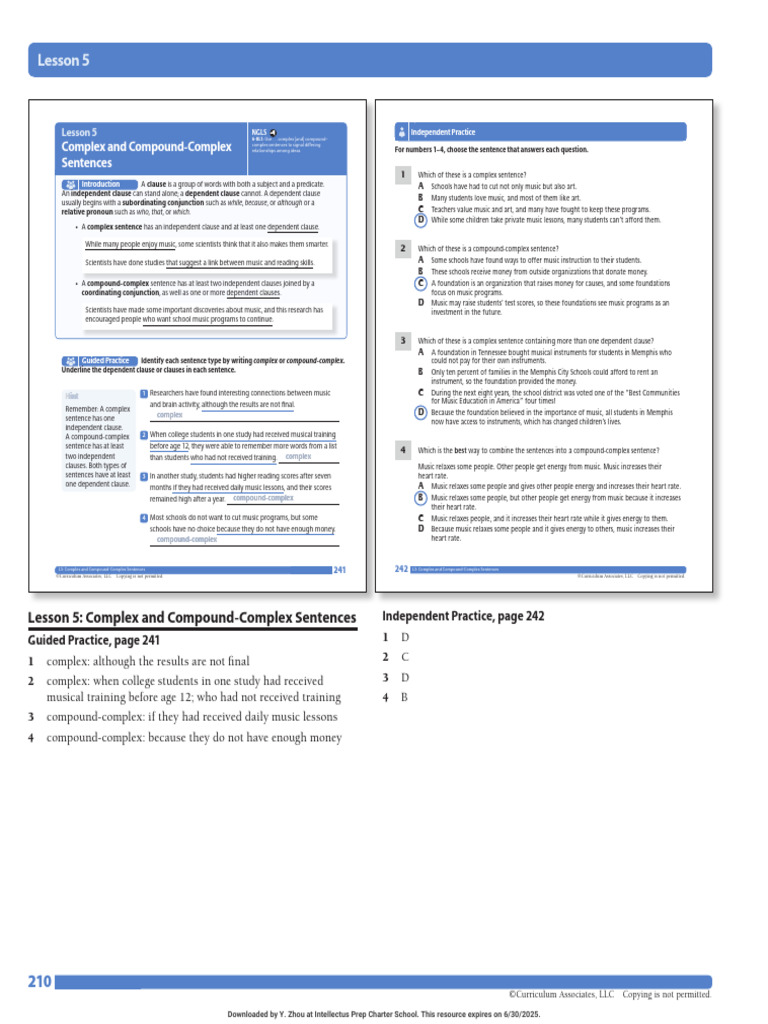 Complex and Compound-Complex Sentences | PDF | Clause | Grammar