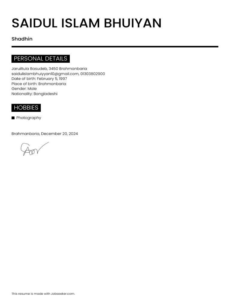 Resume Saidul Islam Bhuiyan 01-20-2025 4_20_27 PM | PDF