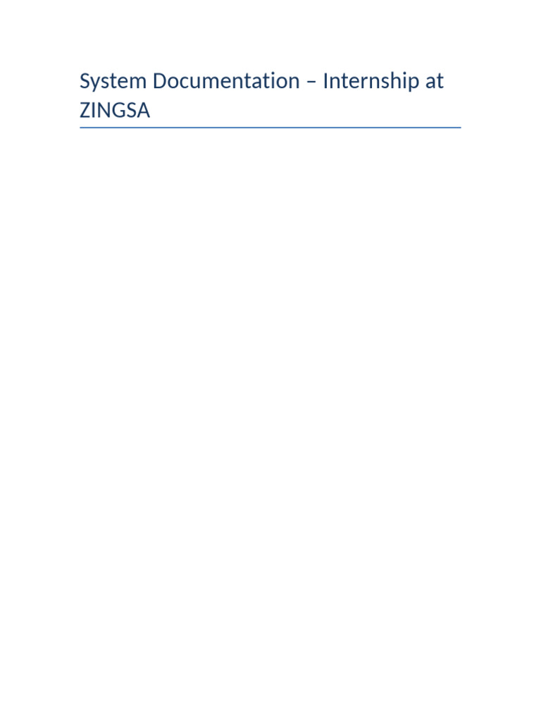 ZINGSA System Documentation Template | PDF | Postgre Sql | Information ...