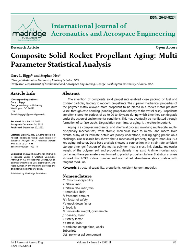 Composite Solid Rocket Propellant Aging | PDF | Rocket Propellant ...