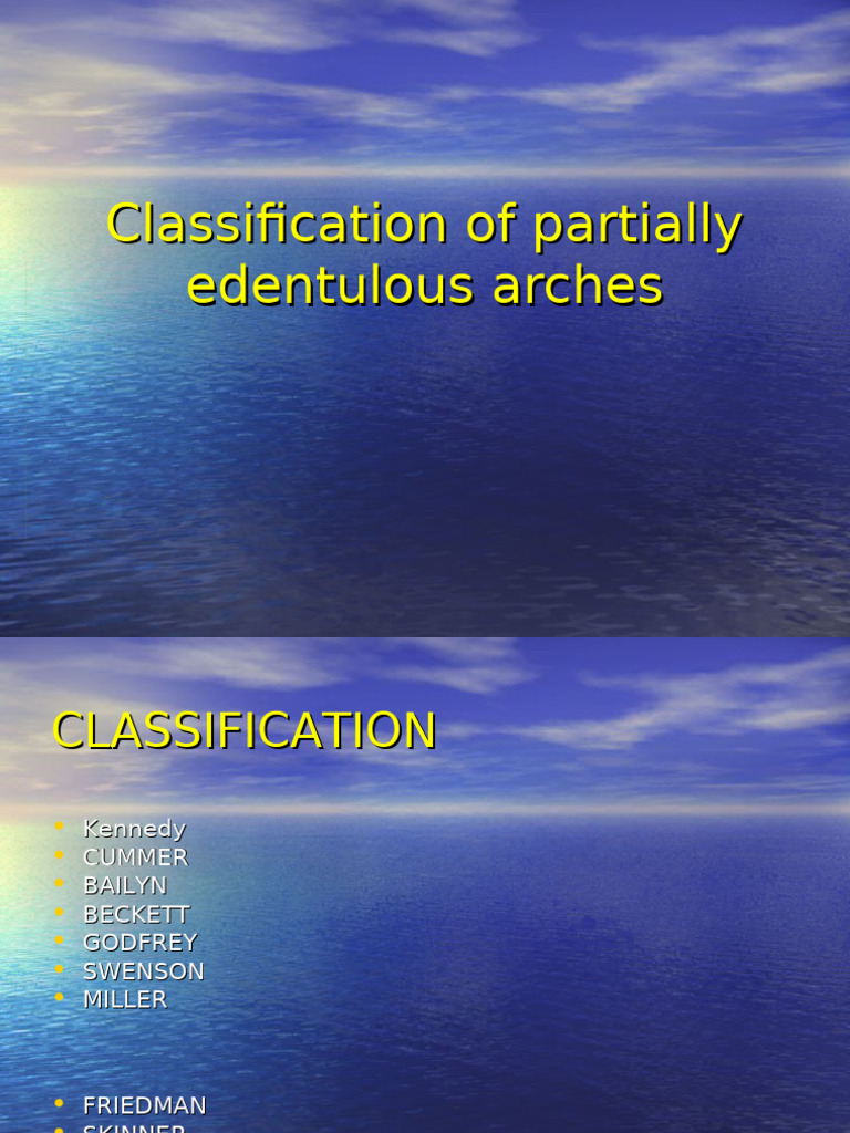 Classification of partially edentulous arches | PDF