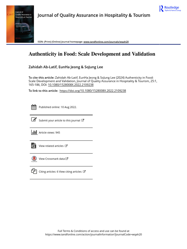 Food Authenticity Scale Development | PDF | Tourism