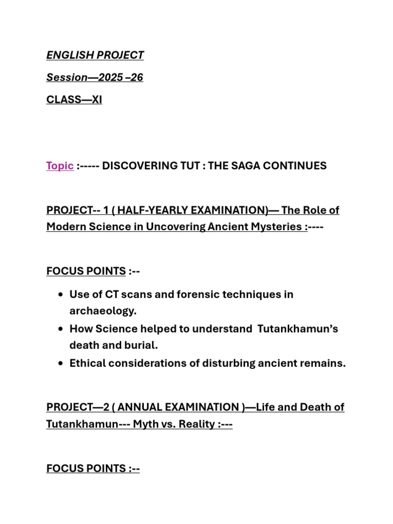 English Class Xi Half Yearly Project, 2025 | PDF