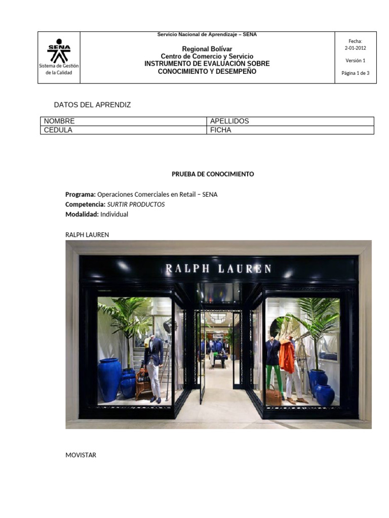 Prueba de Conocimiento Escaparatismo | PDF | Diseño | Comercialización