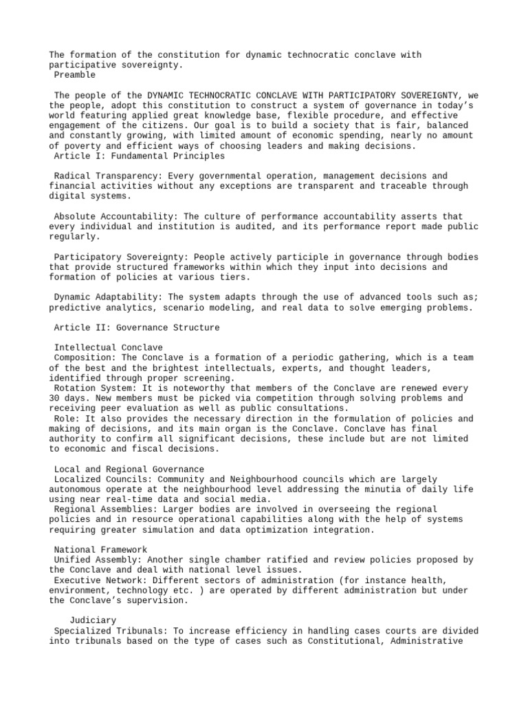 Dynamic Technocratic Conclave | PDF | Governance | Policy