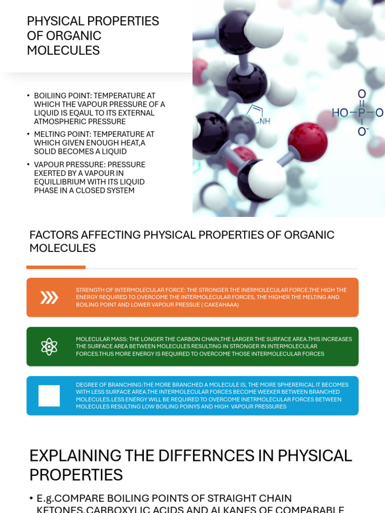 Physical Properties of Organic Molecules | PDF | Intermolecular Force ...