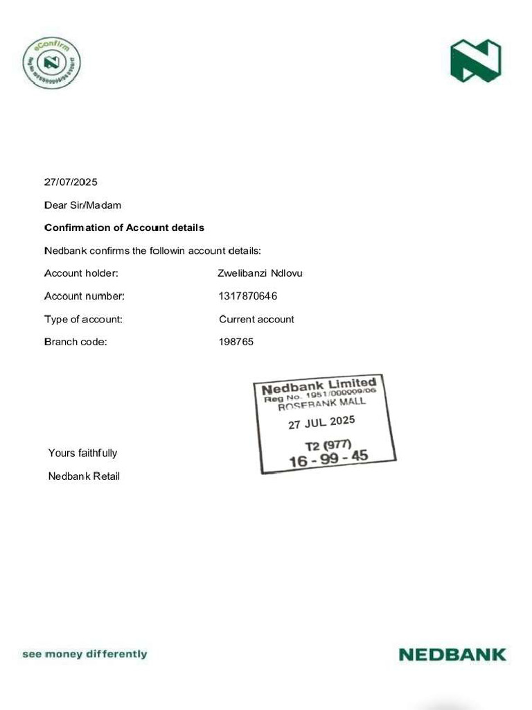 Account Confirmation Letter | PDF